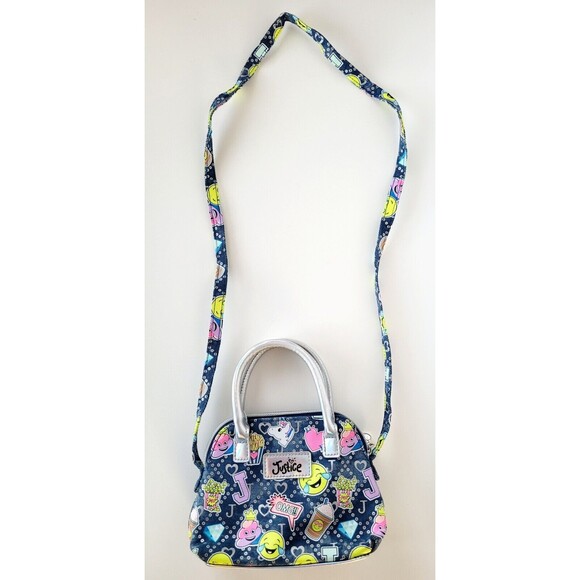 Justice | Accessories | Justice Girls Emoji Holographic Denim Crossbody ...